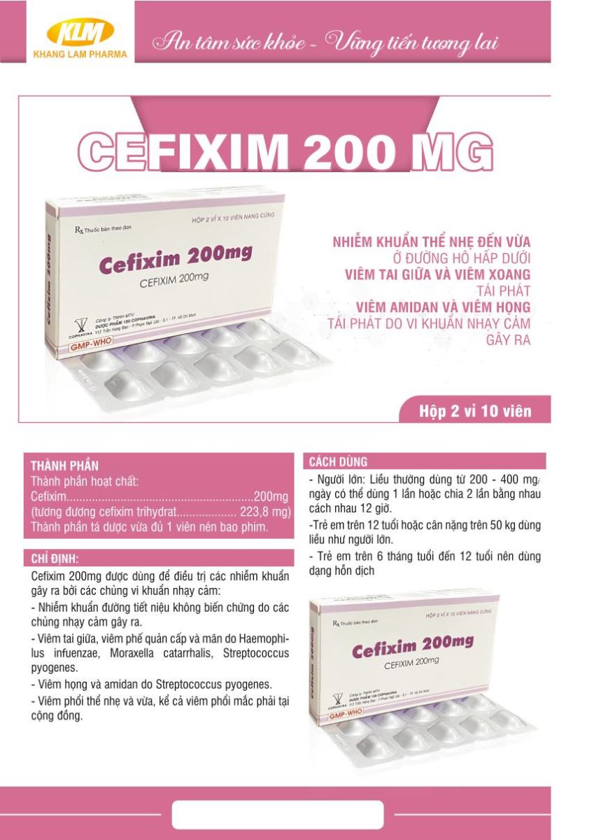 Cefixim 200mg - Thuốc điều trị các nhiễm trùng gây bởi các vi khuẩn ...